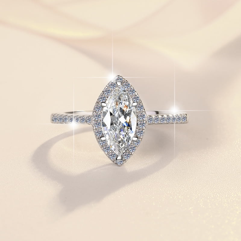 AEN S925 Sterling Silver Female Ring Fashion Moissanite Ring round Bag Carat Simulation Ring ...