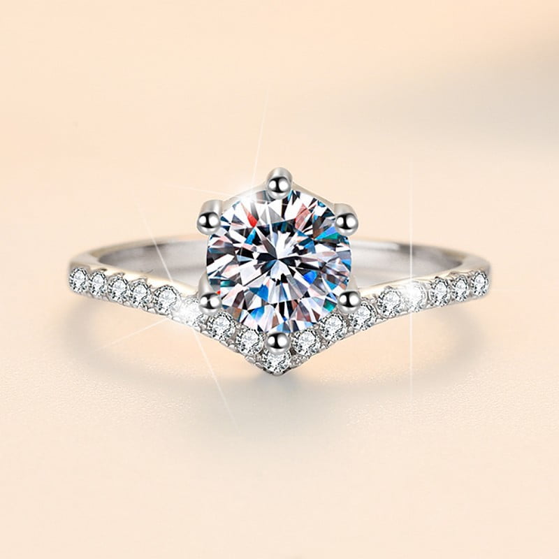 AEN S925 Sterling Silver Ring Female Four Claw Fashion Hot Sale Simulation 18K Gold Plated Ring ...