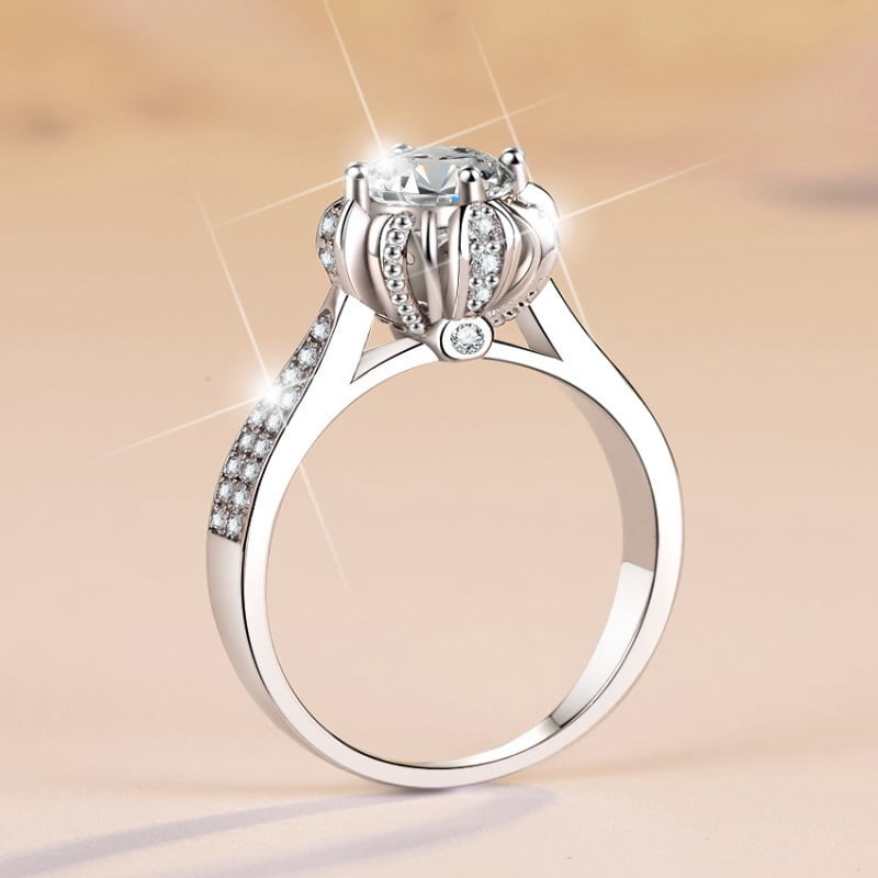 AEN S925 Sterling Silver Ring Simulated Fashion round Bag Carat Gold ...