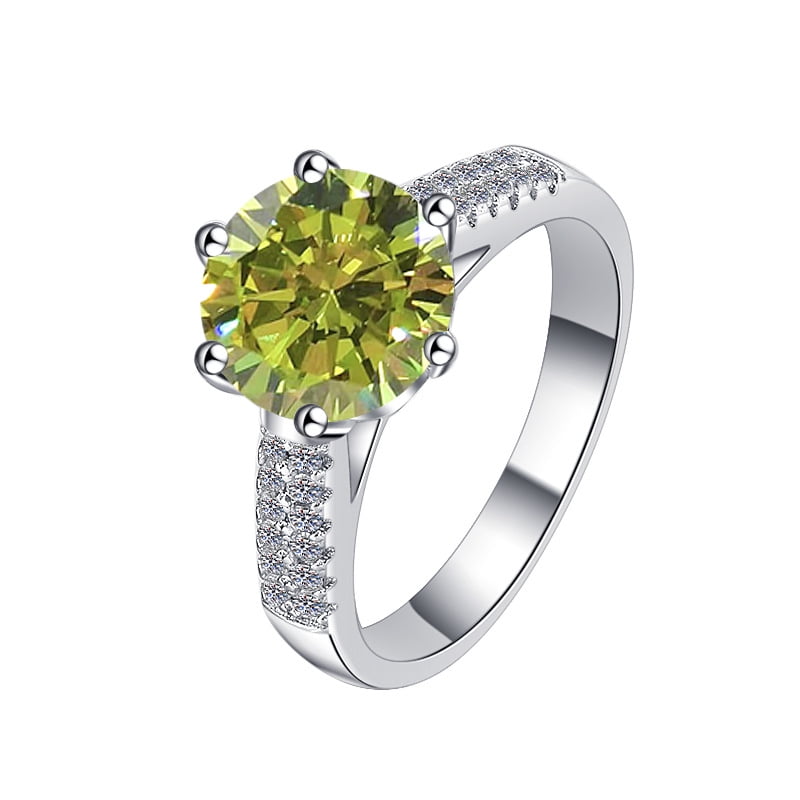 AEN S925 Sterling Silver Ring Simulated Fashion round Bag Carat Gold Plated Fashion Ring ...