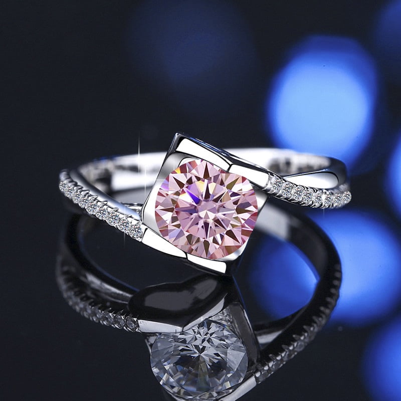 AEN Super Flash D Color Moissanite S925 Sterling Silver Ring Classic Four Claw Couple Rings ...