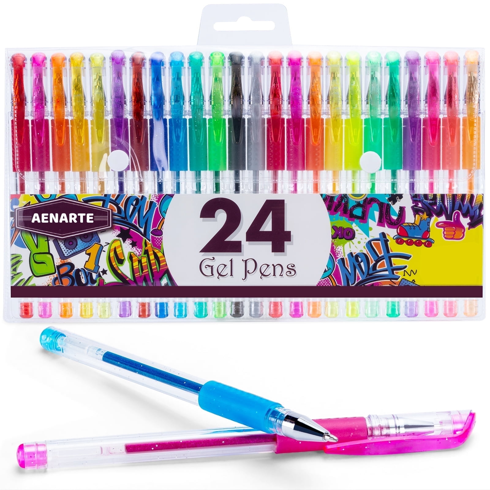 AENARTE 24 Glitter Gel Pens, Vibrant & Smooth Writing Set for Drawing ...