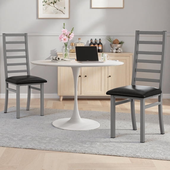 AENKYO 2-Piece High Back Dining Chair Set – Ergonomic PU Leather ...