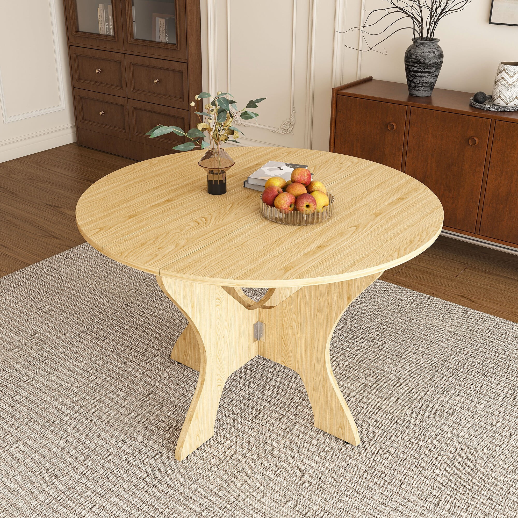 AENKYO 43" Folding Dining Table, Space Saving Drop Leaf Kitchen Table ...
