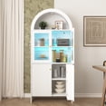 AENKYO 69" Tall Arched Farmhouse Pantry Cabinet with Wavy Acrylic Doors ...