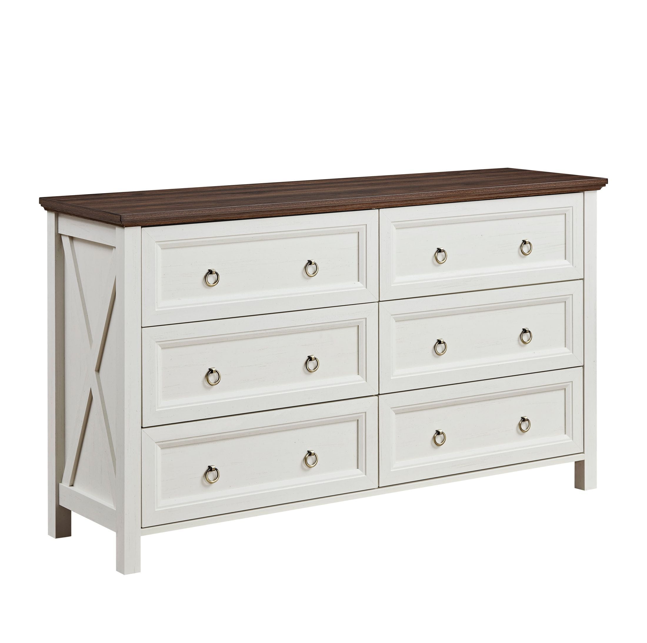 AENKYO Farmhouse Dresser with 6 Drawers, Storage Drawer Chest for Home ...