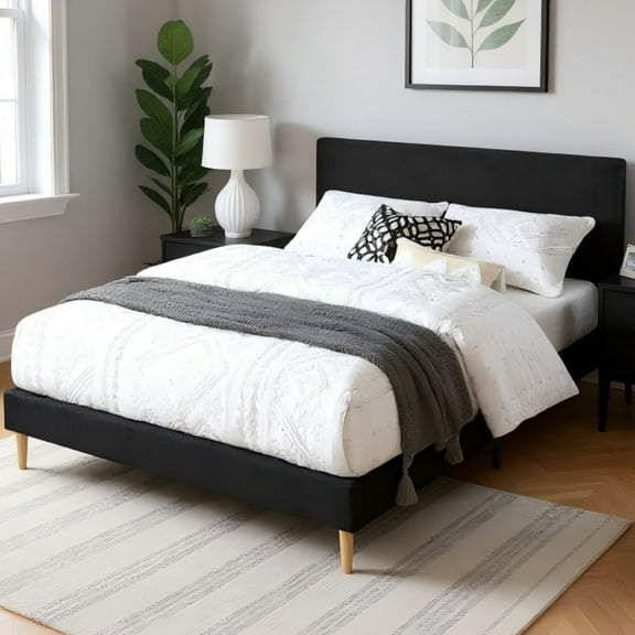 Full Size Bed Frame Platform with Headboard and Footboard Sturdy Slat ...