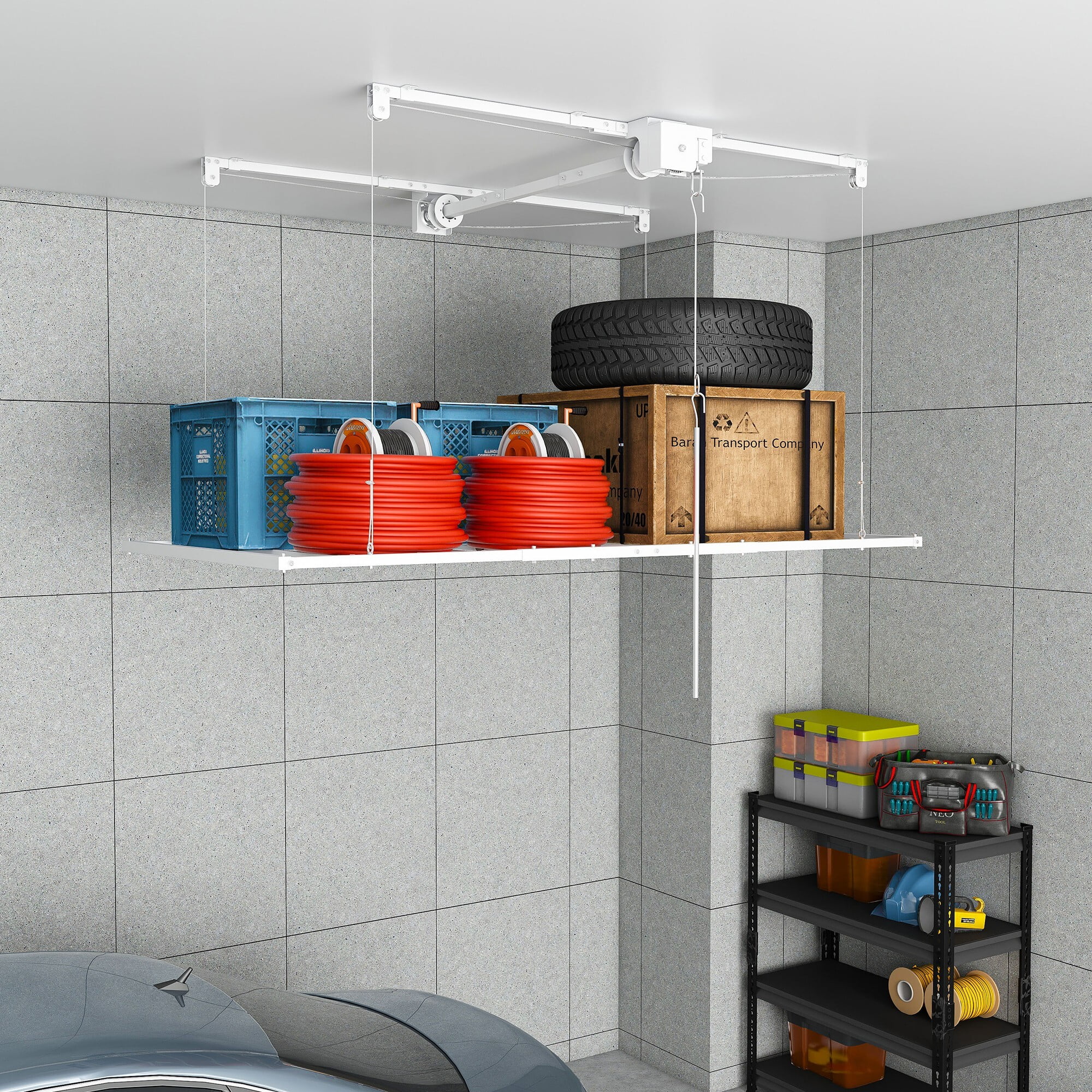 AENKYO Heavy-Duty 270 lbs Capacity Overhead Garage Storage Rack with ...