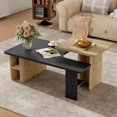 AENKYO Modern Nesting Coffee Table Set, 2-Piece Wood Grain End Tables ...