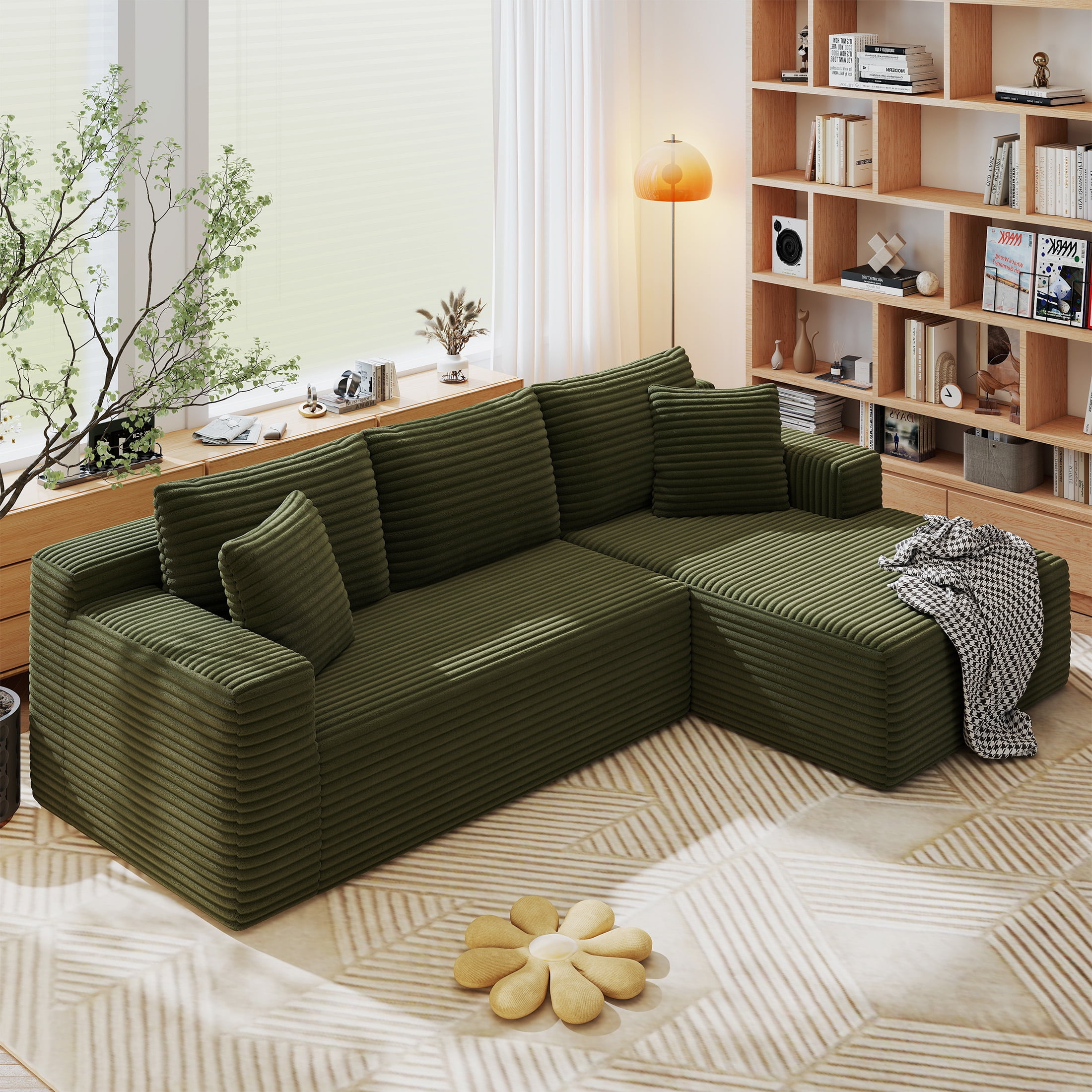 AENKYO 96” Cloud Modular Sectional Sofa with L-Shape Chaise, Deep Seat ...