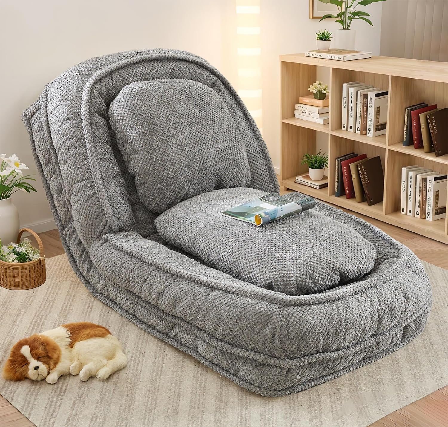 AENKYO Sofa Bed & Bean Bag Chair - Lazy Convertible Human Dog Bed for ...