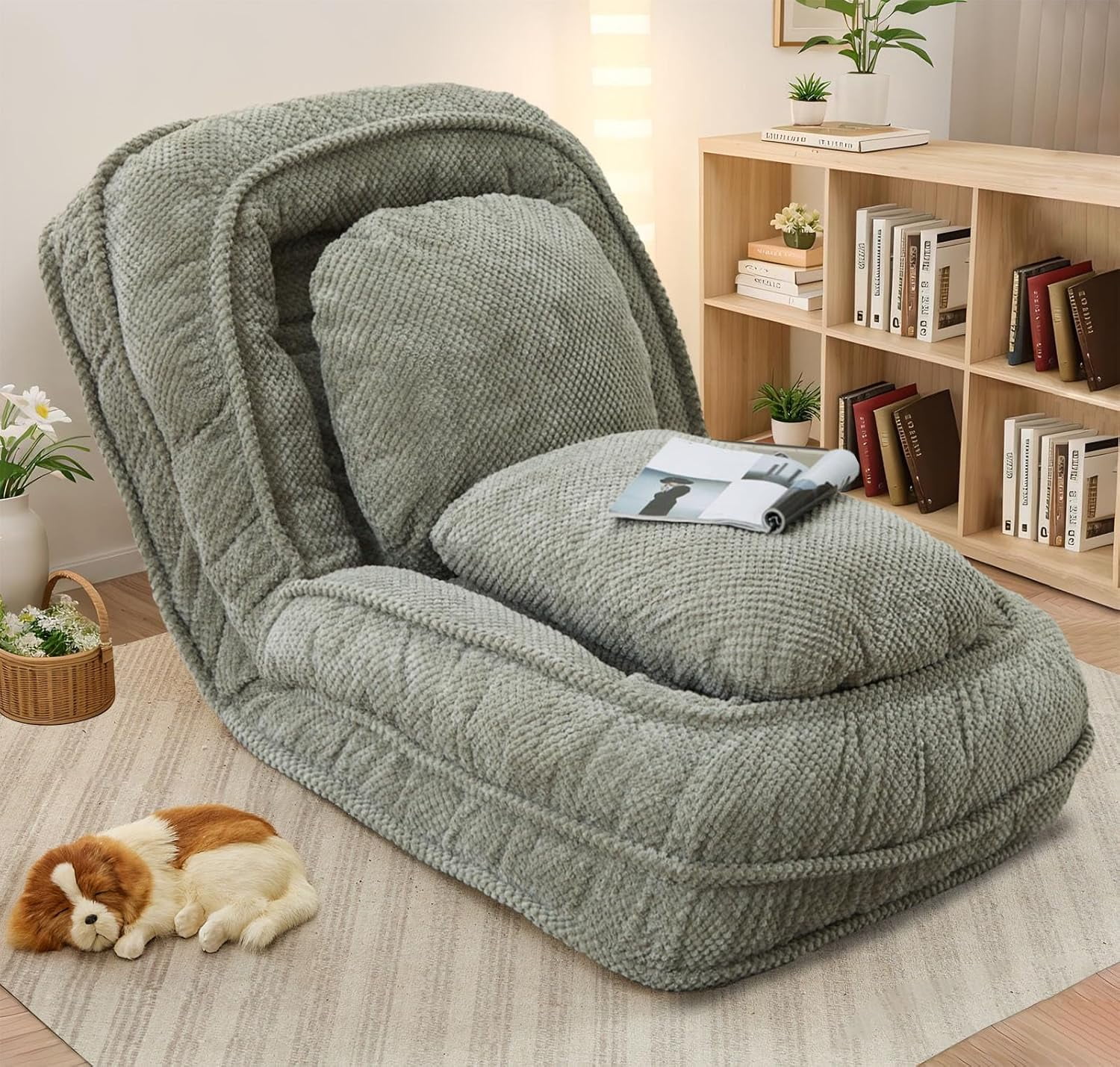 AENKYO Sofa Bed & Bean Bag Chair - Lazy Convertible Human Dog Bed for ...