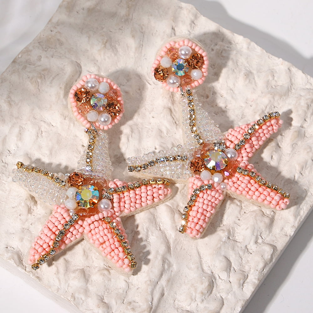 AENSOA Bohemian Starfish Lobster Conch Seed Bead Drop Earrings for ...