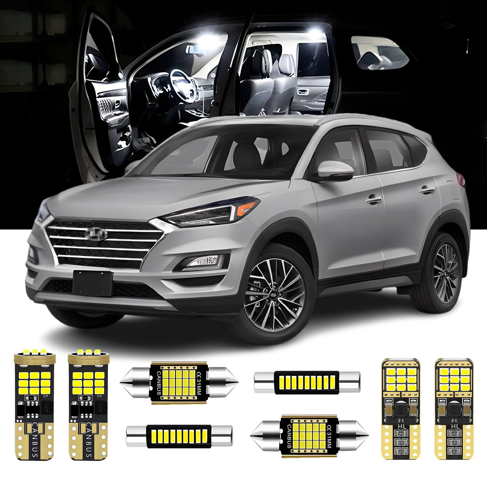 AENVTOL 12 Pieces AJH3 LED Interior Lights Kit Replacement for Hyundai Tucson TL NX4 2016 2017 ...