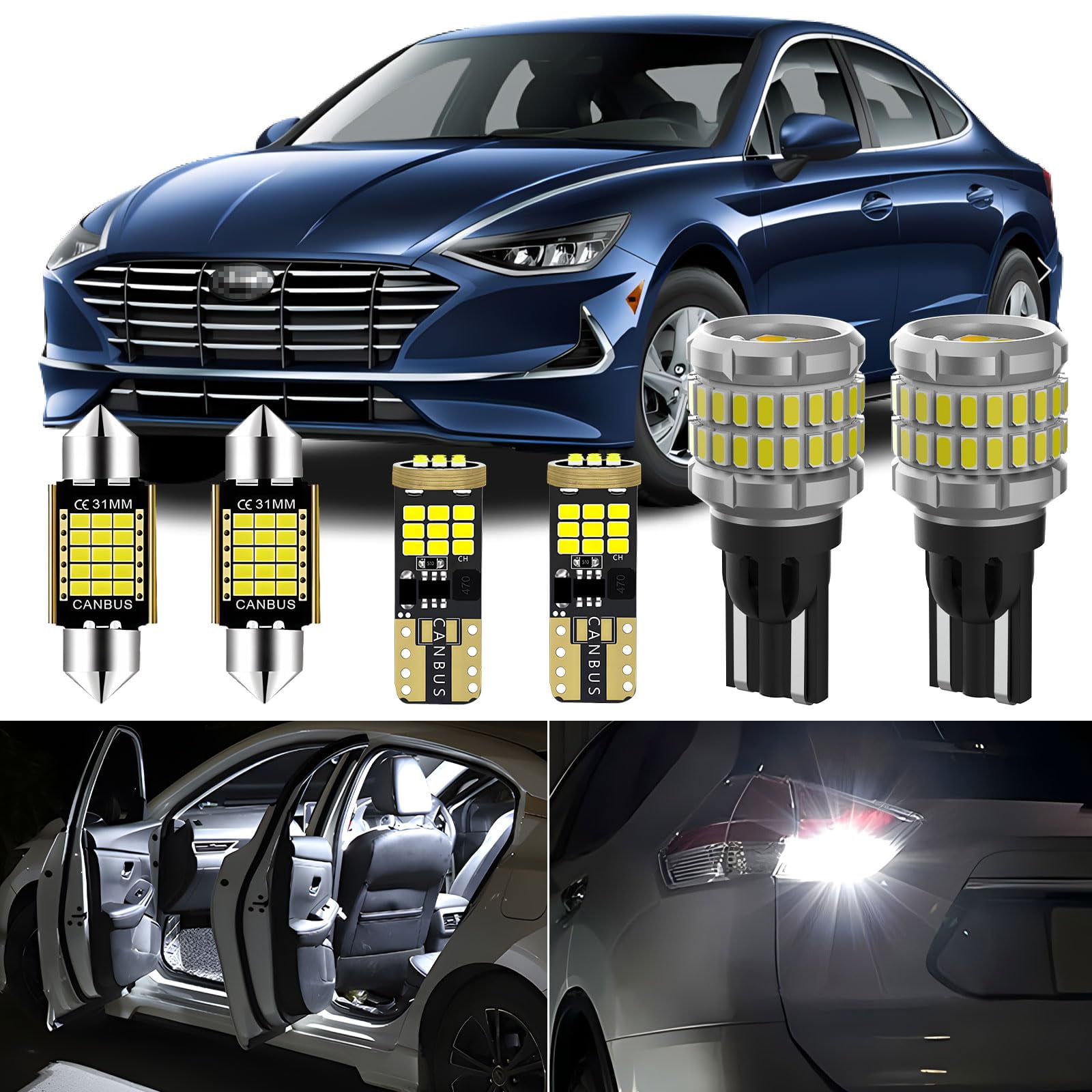 AENVTOL 13 Pieces Interior KEF16 LED Light Kit + Lights for Hyundai Sonata LF DN8 2015 2016 2017 ...