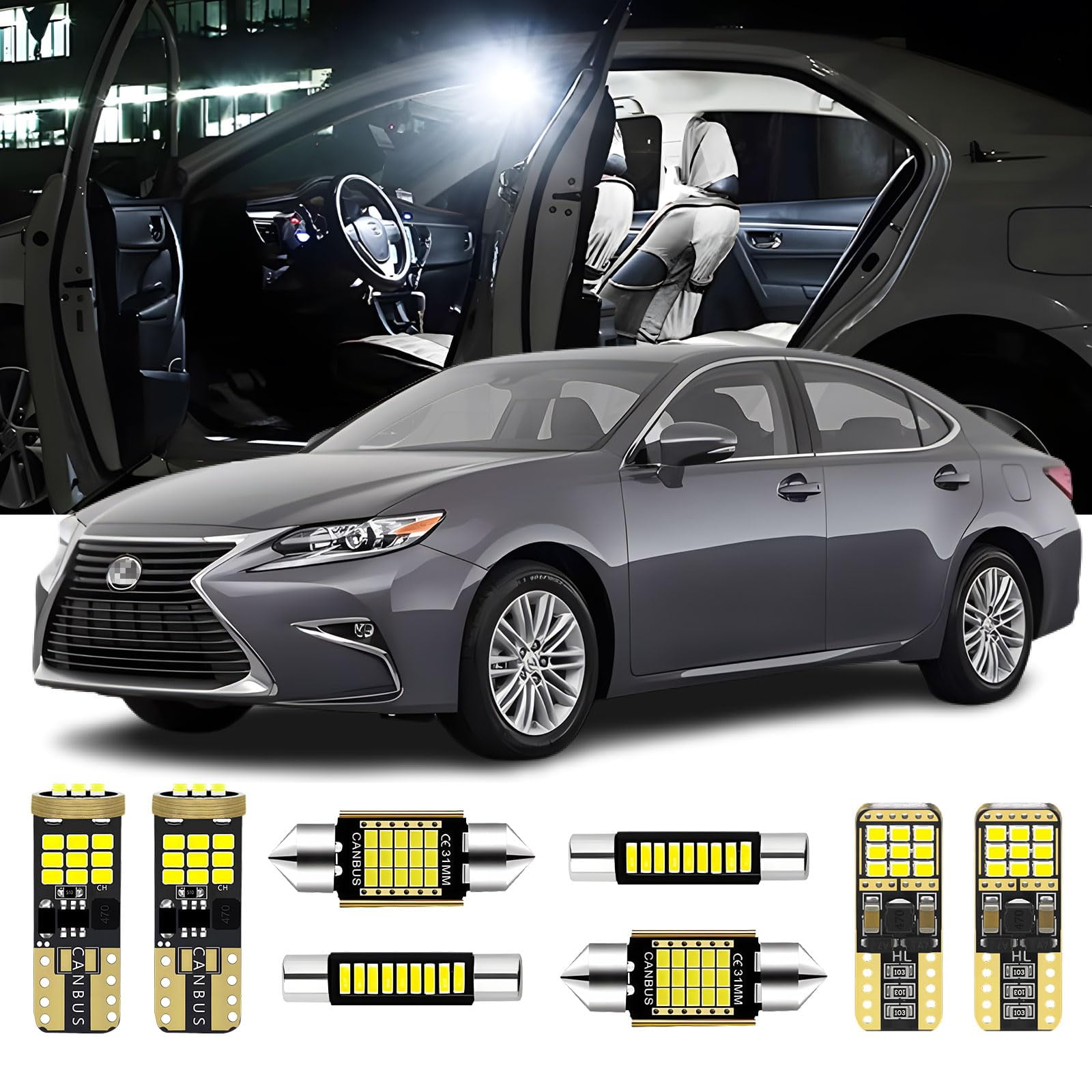 AENVTOL 17 Pieces Interior LED Lights Kit Compatible for ES350 ES300h ...