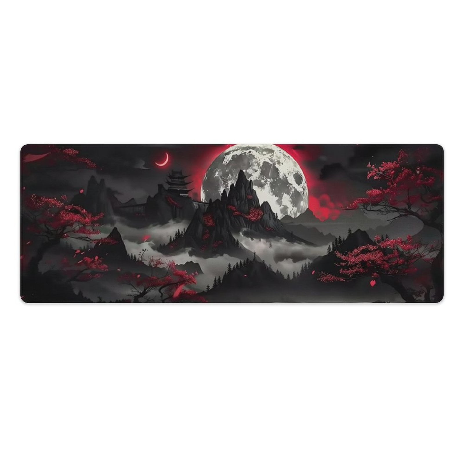 AEOI Japanese Black Red Cherry Blossom Full Moon Mountain Pagoda ...