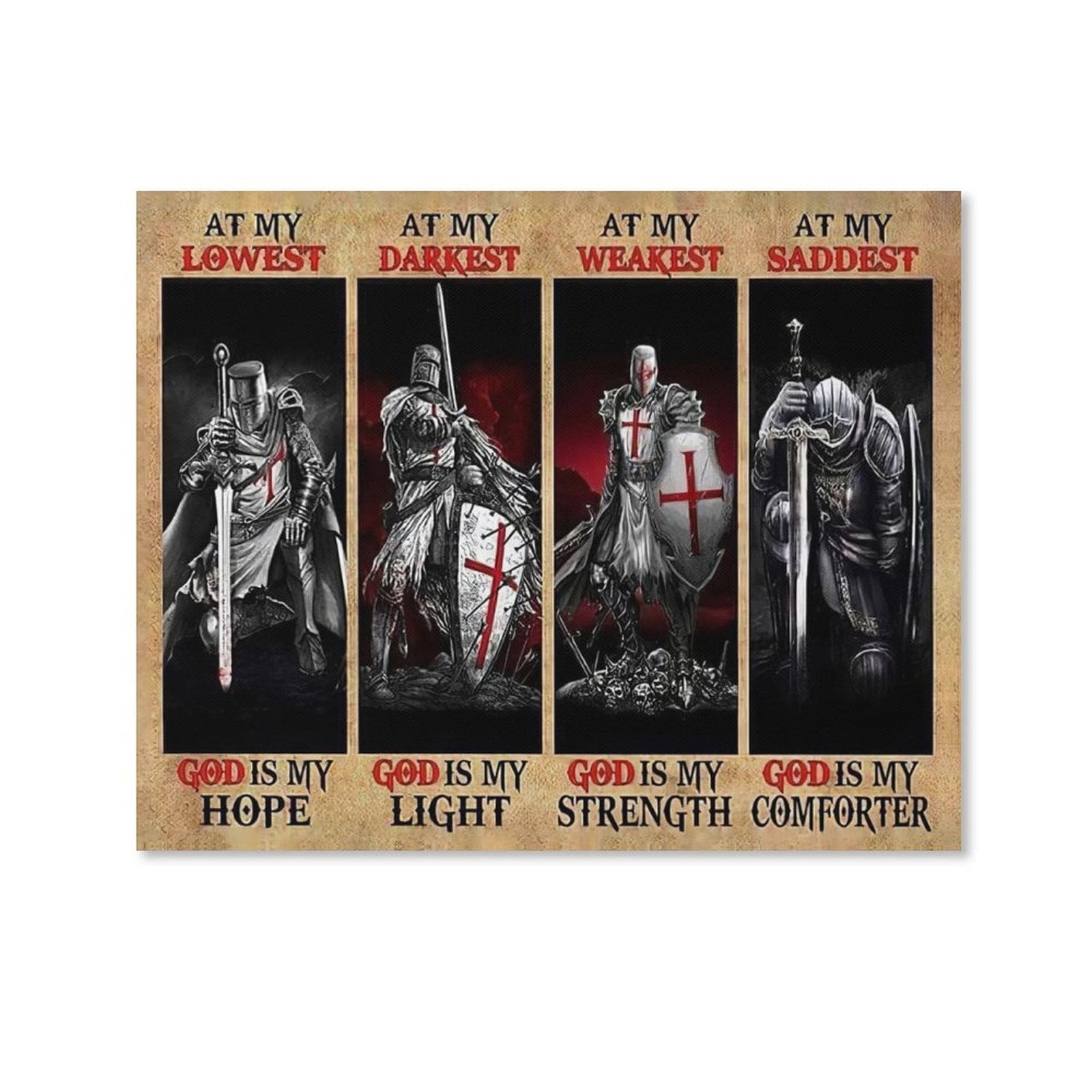 AEOI Templar Knight Christian Quote Canvas Wall Art, At My Lowest ...