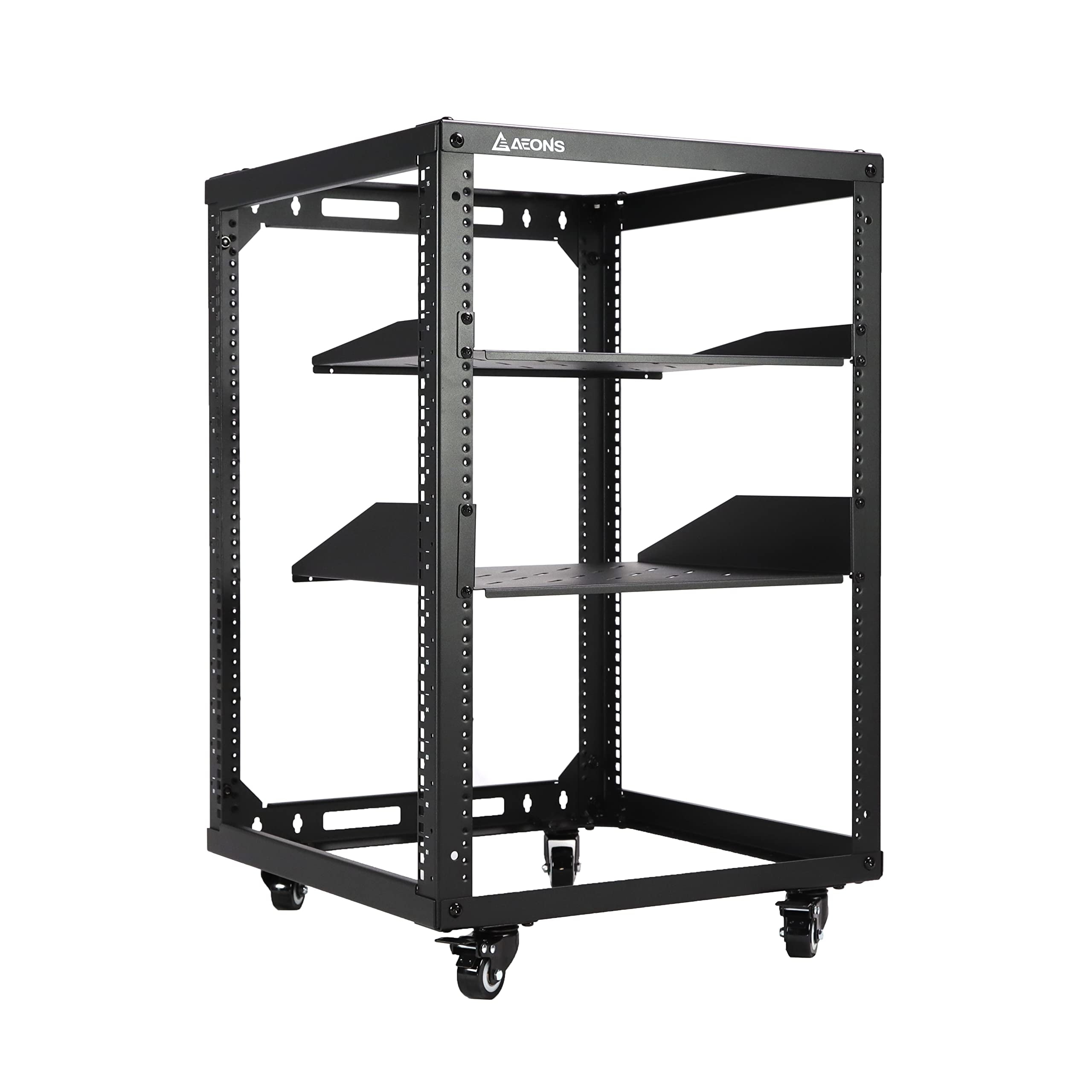 AEONS 15U Open Frame Network Server Rack 19-inch 4 Post AV Rack with ...