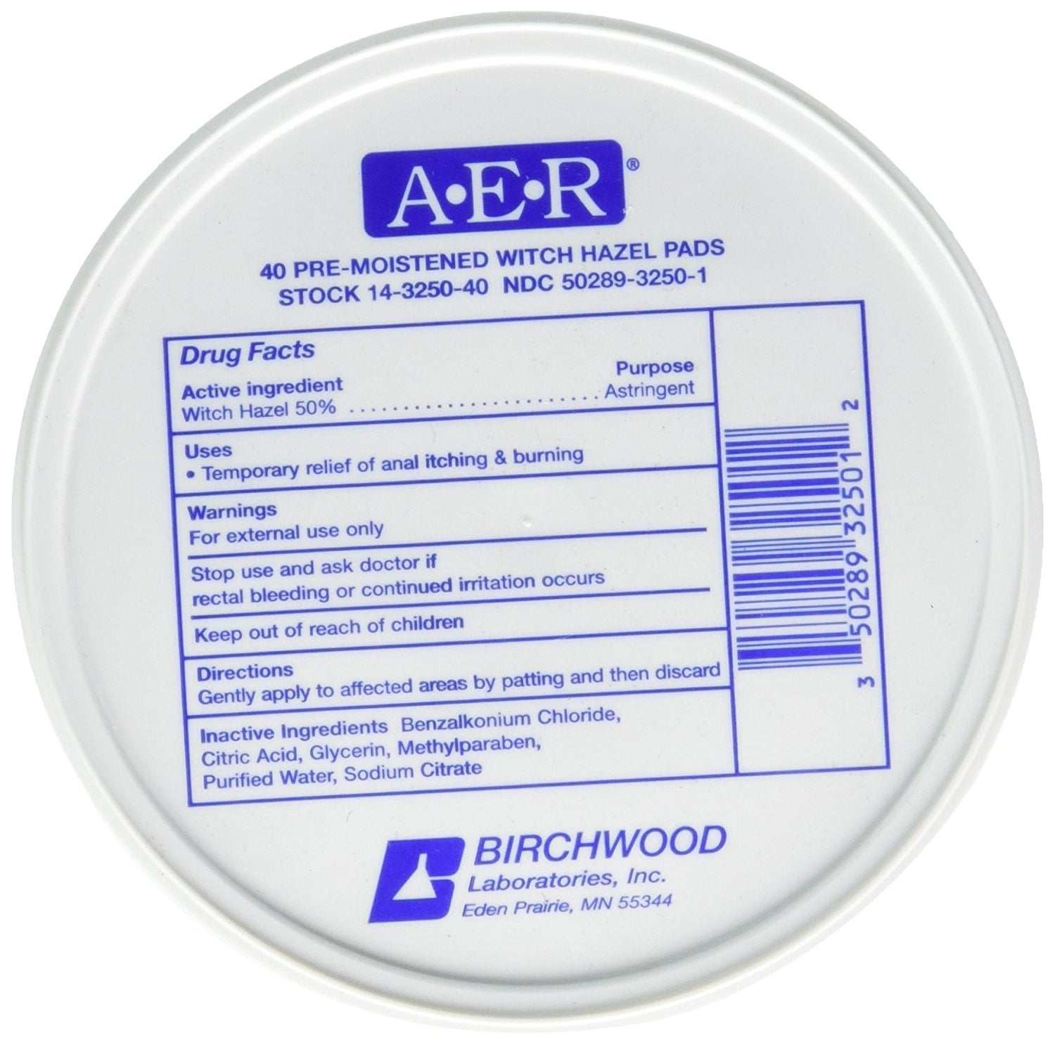 AER Pre-Moistened Witch Hazel Pads Relieves Itching & Burning 40 ct, 2 ...