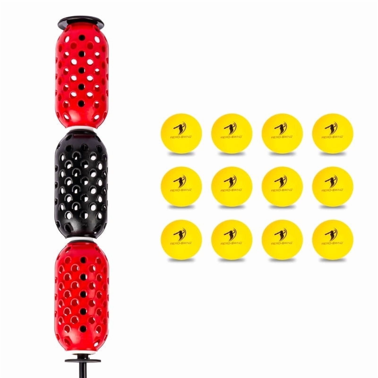 AERO-SWING Baseball & Softball Swing Trainer and 12 Durable Foam Balls ...