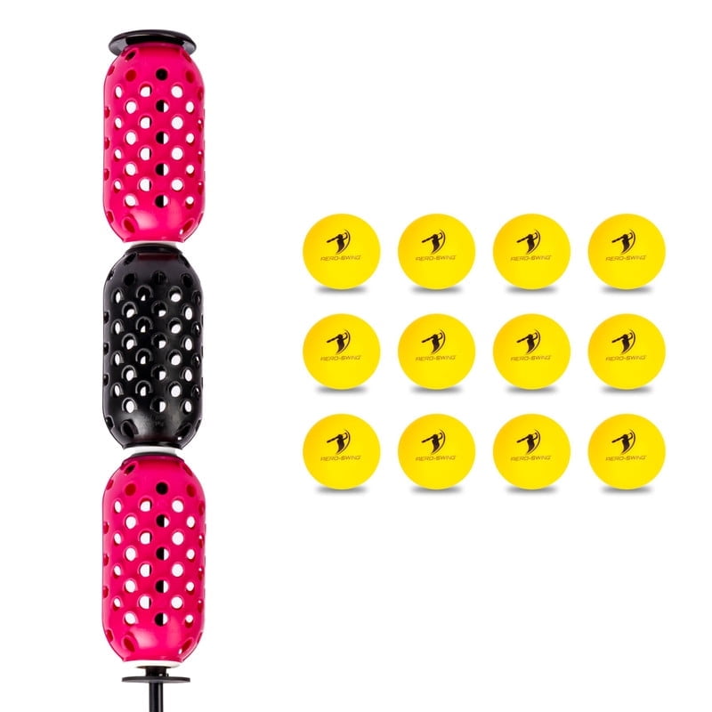 AERO-SWING Baseball & Softball Swing Trainer and 12 Durable Foam Balls ...