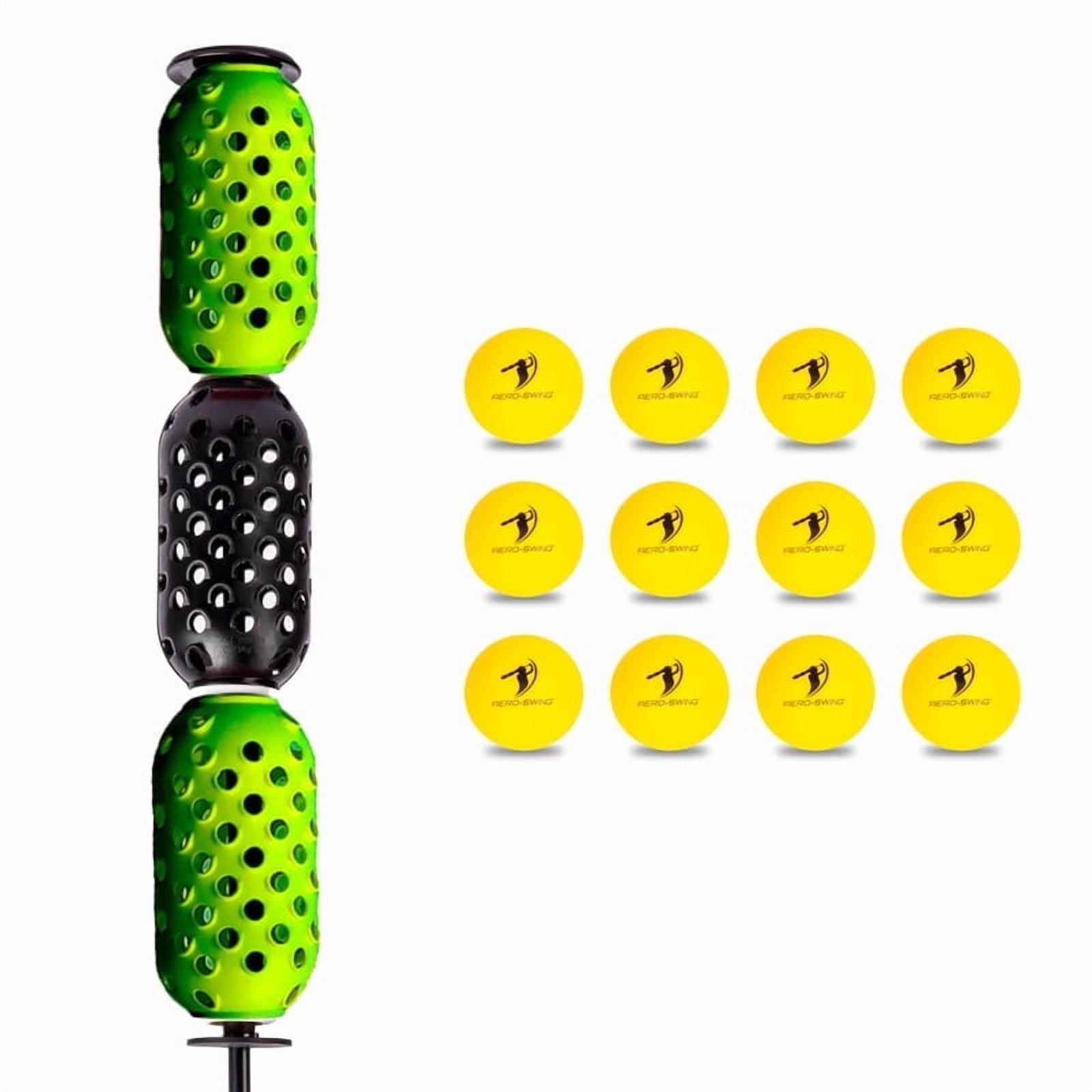 AERO-SWING Baseball & Softball Swing Trainer and 12 Durable Foam Balls ...