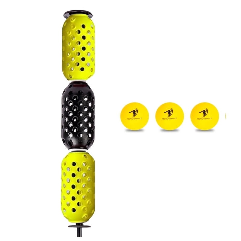 AERO-SWING Baseball & Softball Swing Trainer and 3 Durable Foam Balls ...