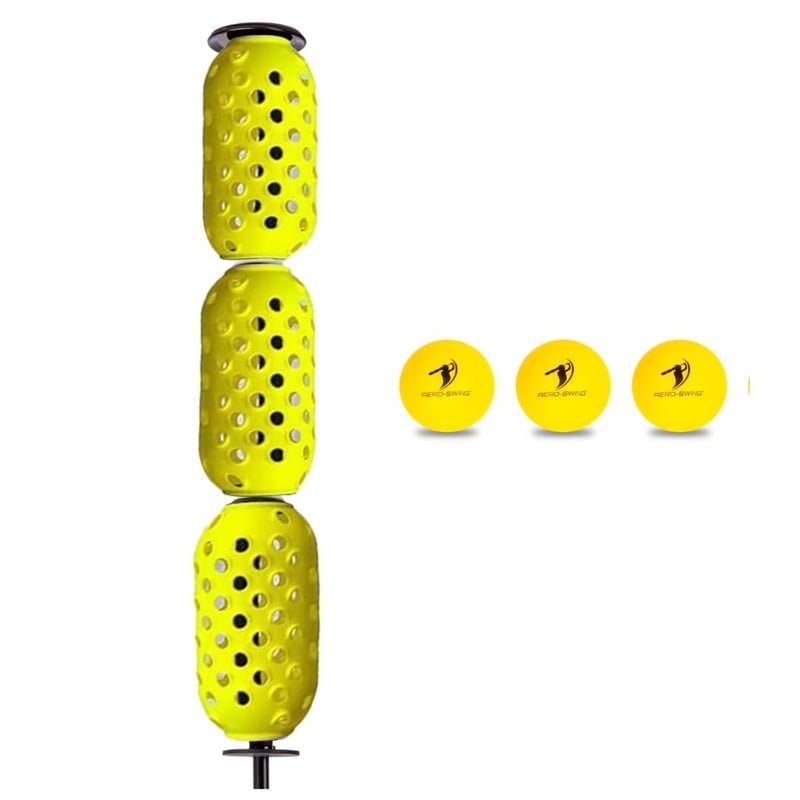 AERO-SWING Baseball & Softball Swing Trainer and 3 Durable Foam Balls Bat Swing Air Resistance ...