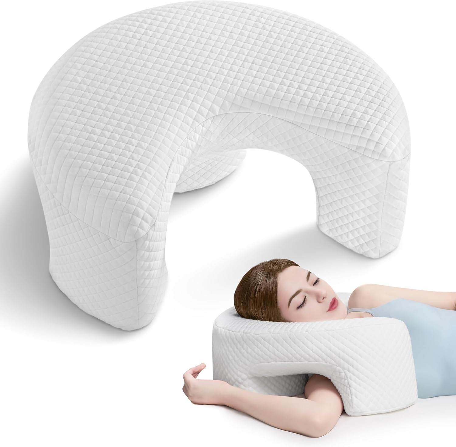 AM AEROMAX Side Sleeping Pillow with Arm Holes - Ergonomic Memory Foam ...