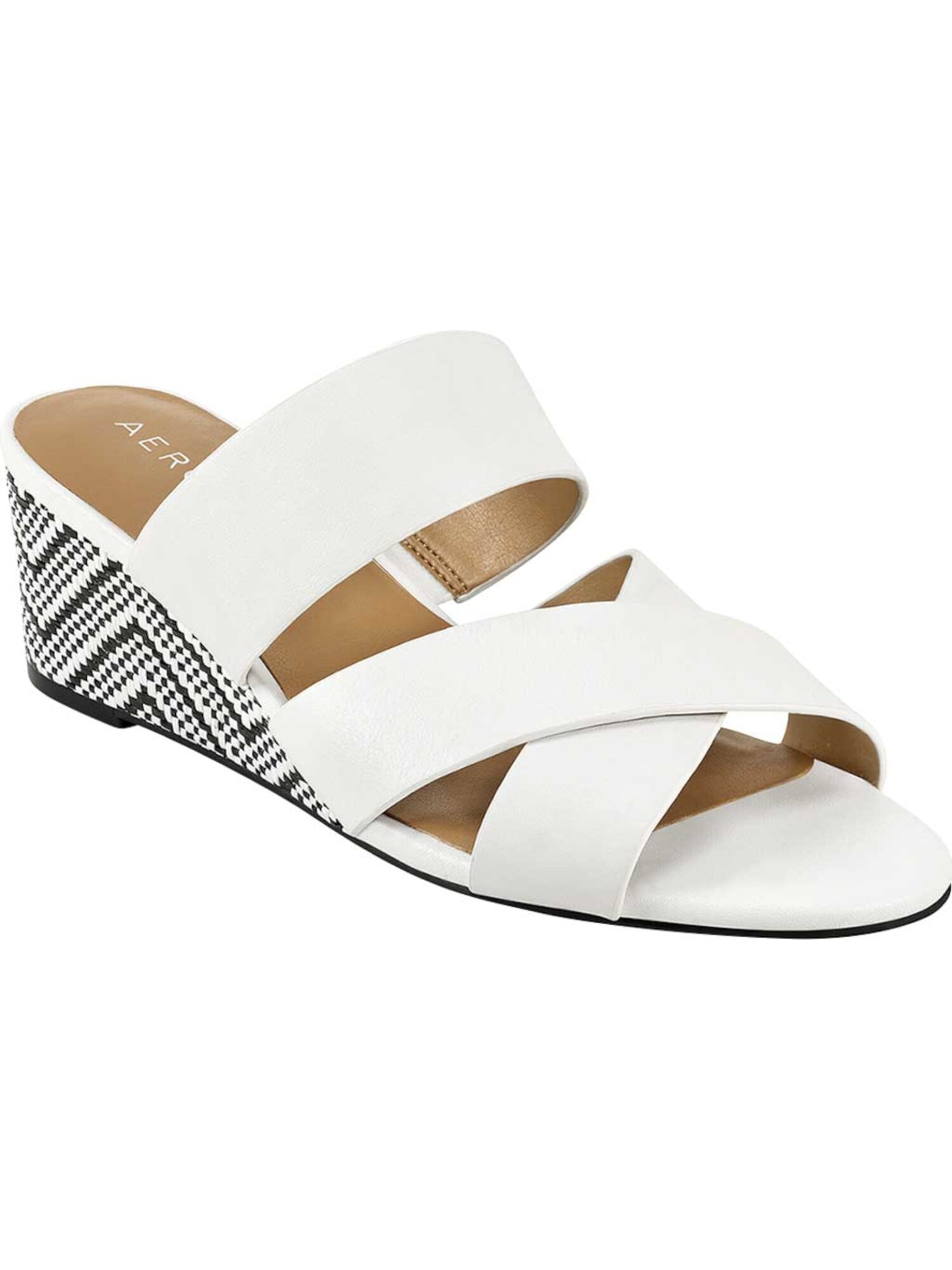 AEROSOLES Womens White Zig Zag Crisscross Straps Comfort Westfield ...