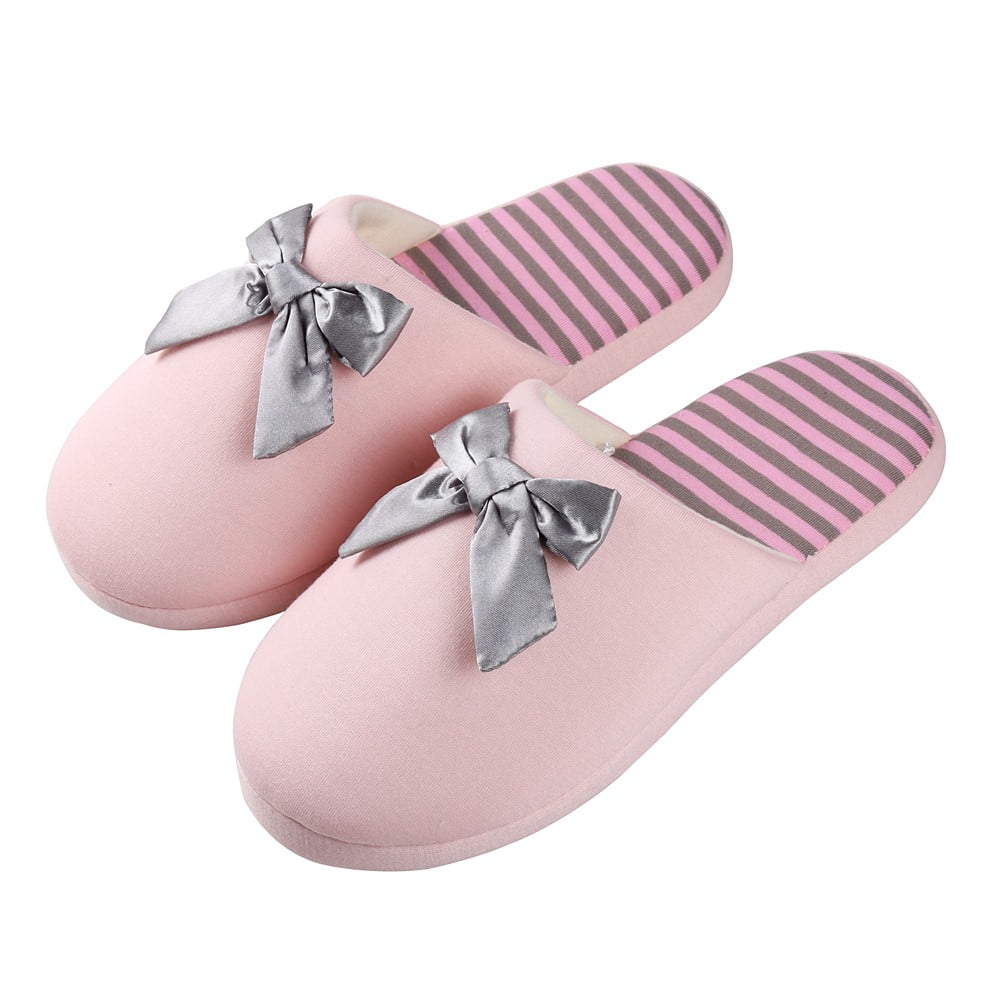 AERUSI Women's Waffle Stripes and Bow Indoor Slippers - Walmart.com