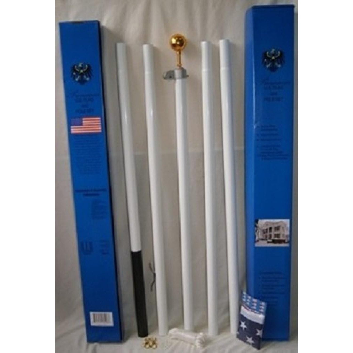 AES 20 Foot Sectional White Steel Flagpole Flag Pole Kit 20' - Walmart.com