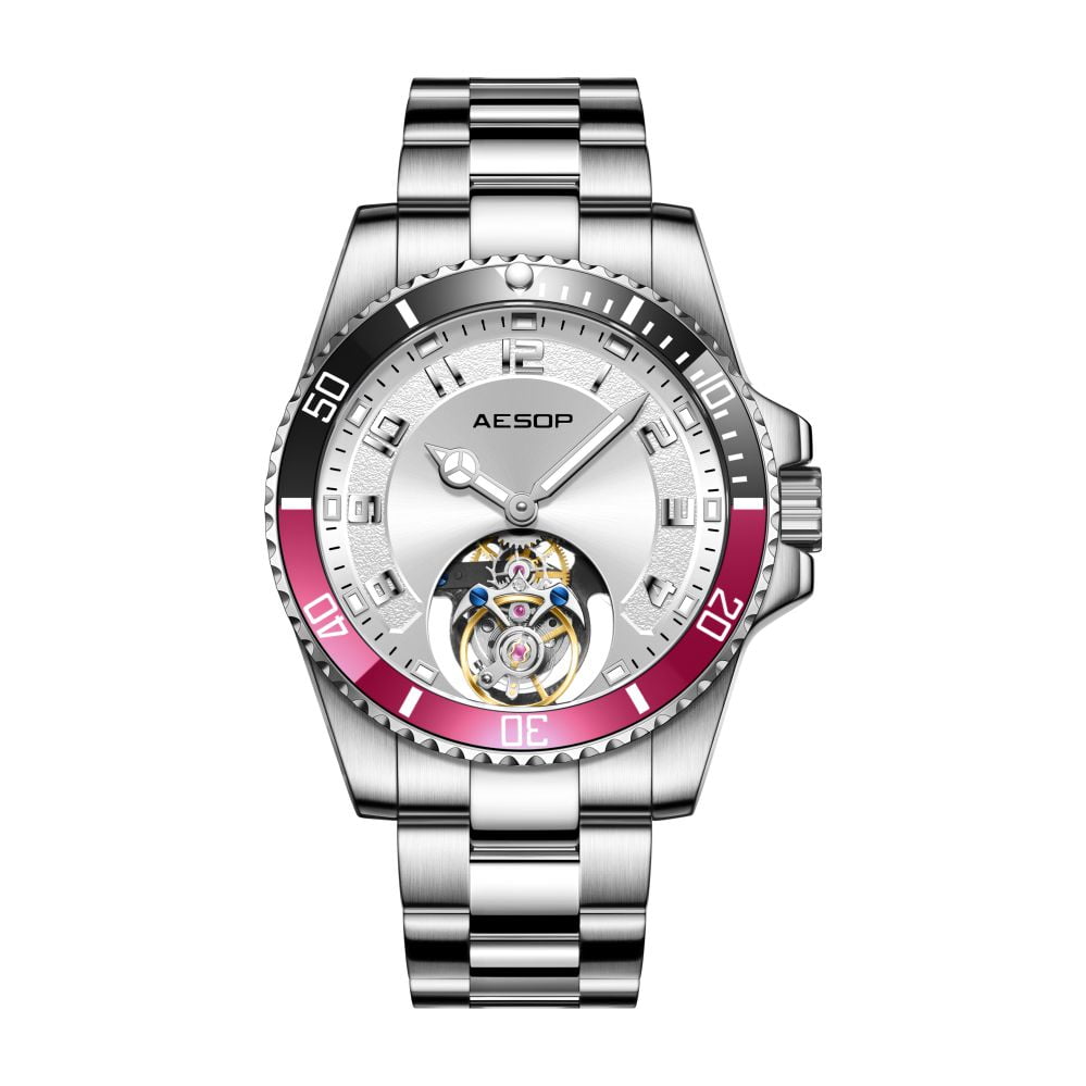 AESOP Flying Tourbillon Mechanical Wristwatch for Men Skeleton Sapphire ...