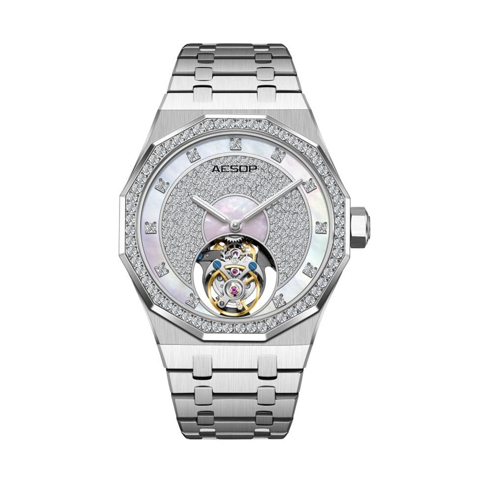 AESOP Flying Tourbillon Skeleton Diamond Dial Mechanical Hand Wind ...