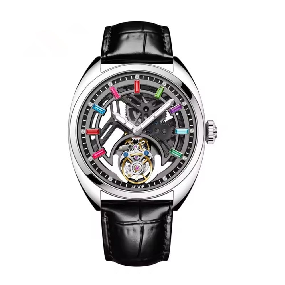 AESOP Flying Tourbillon Skeleton Mechanical Hand Wind Wrist Watch Men ...