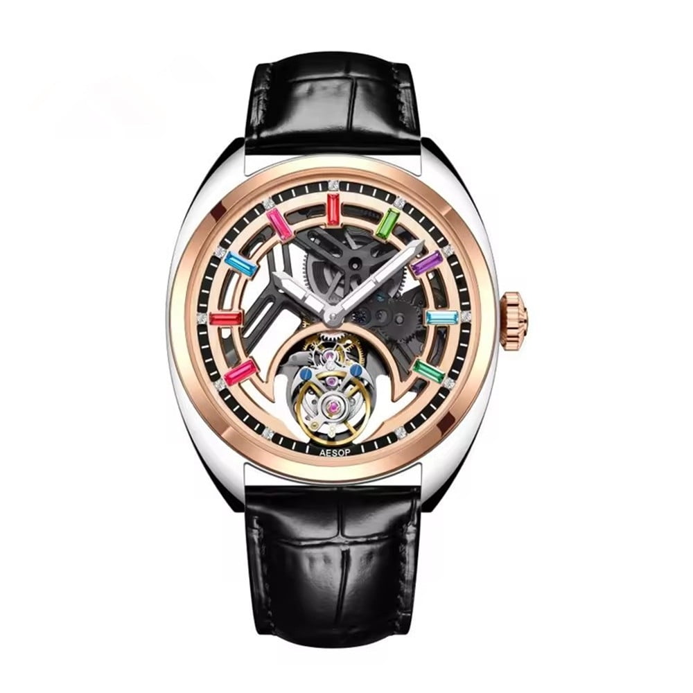 AESOP Flying Tourbillon Skeleton Mechanical Hand Wind Wrist Watch Men ...