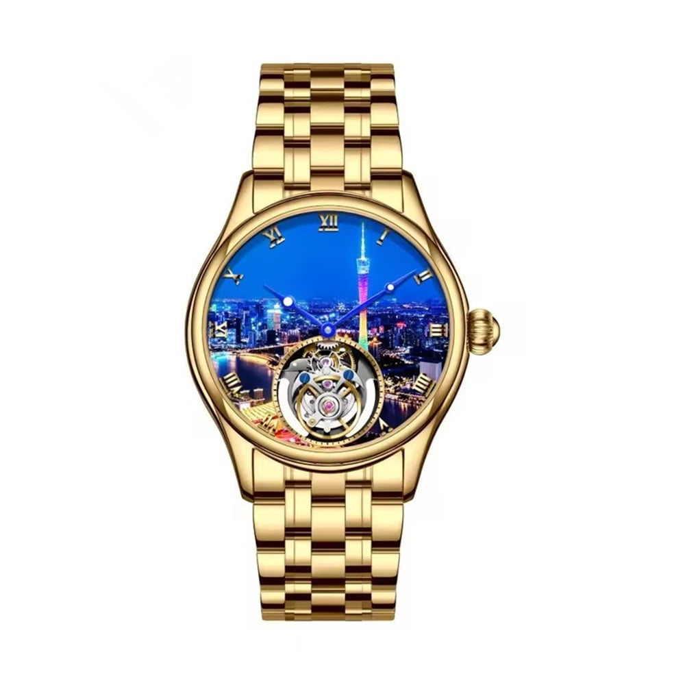 AESOP Flying Tourbillon Skeleton Mechanical Hand Wind Wrist Watch Men Sapphire Crystal Diamond ...