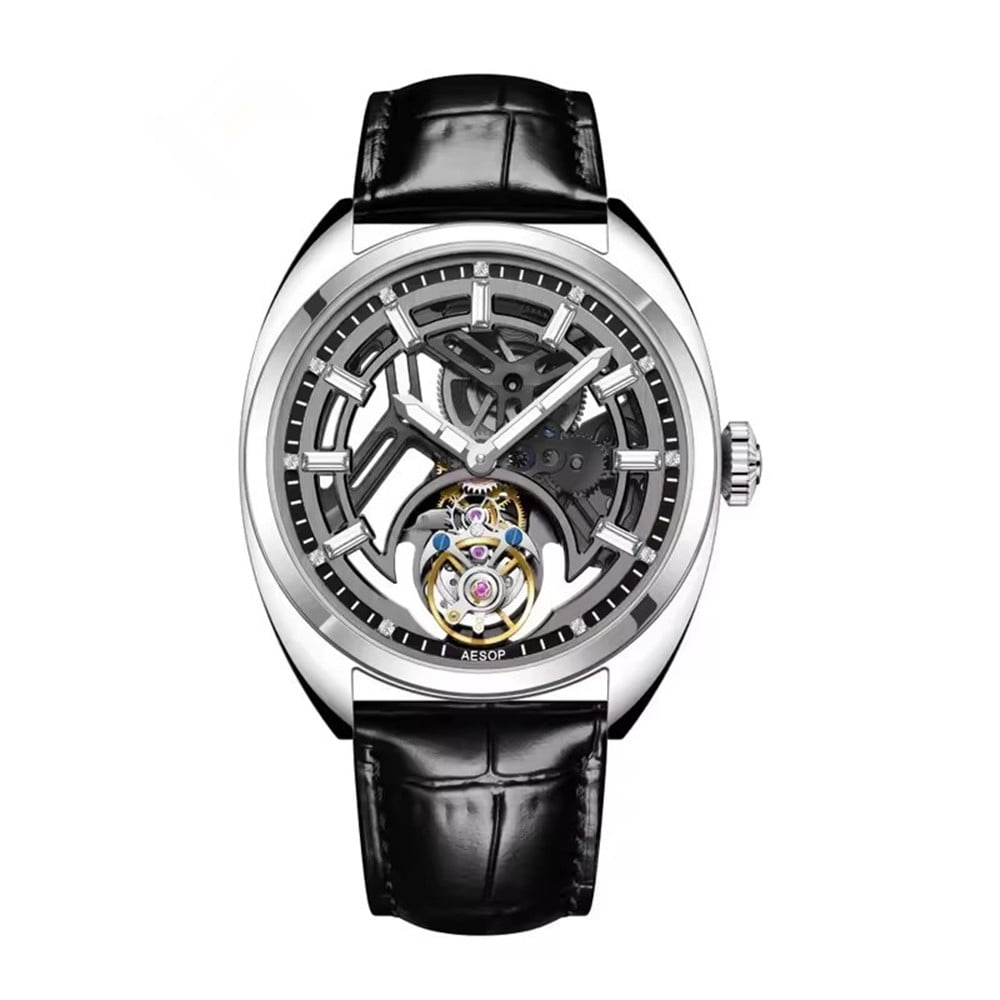 AESOP Flying Tourbillon Skeleton Mechanical Hand Wind Wrist Watch Men Sapphire Crystal Diamond ...