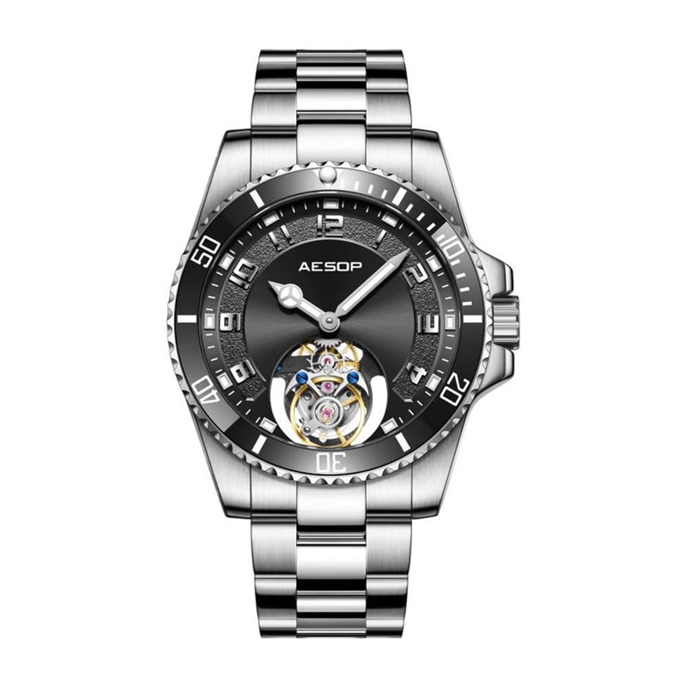 AESOP Real Flying Tourbillon Skeleton Mechanical Hand Wind Wrist Watch ...
