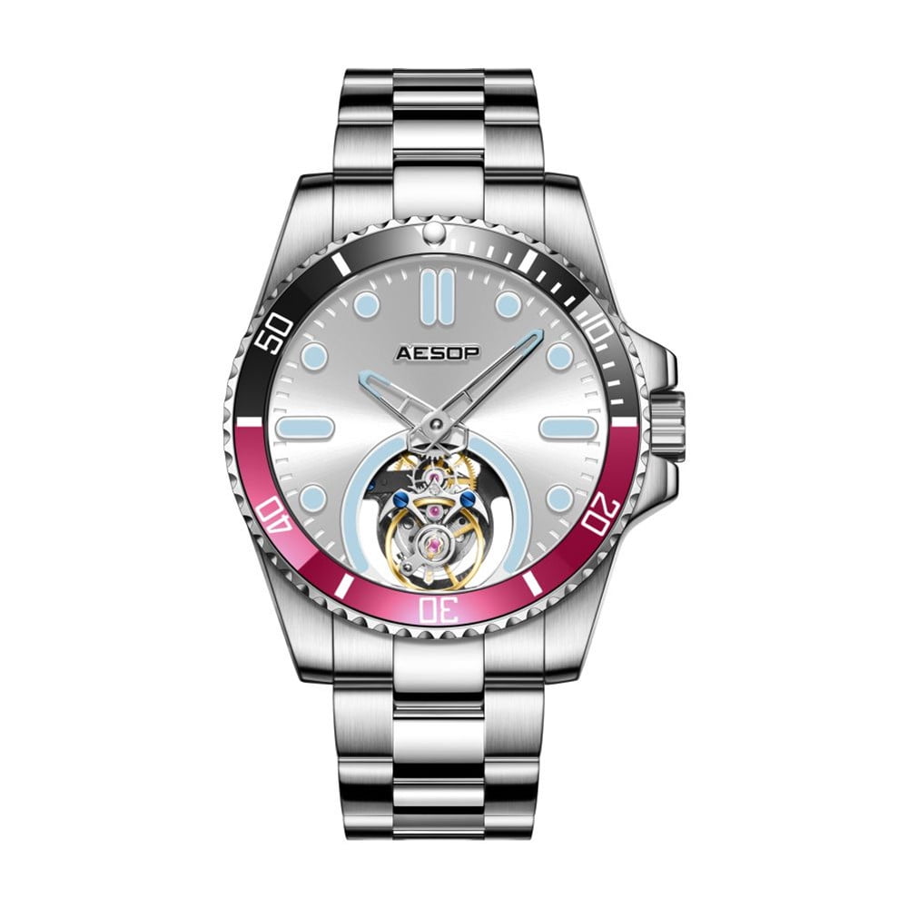 AESOP Real Flying Tourbillon Skeleton Mechanical Hand Wind Wrist Watch ...