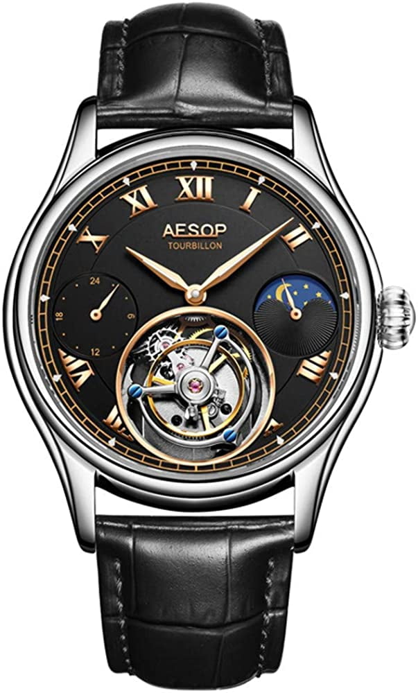 AESOP Real Tourbillon Skeleton Hand-Wind Mechanical Wrist Watch Men ...