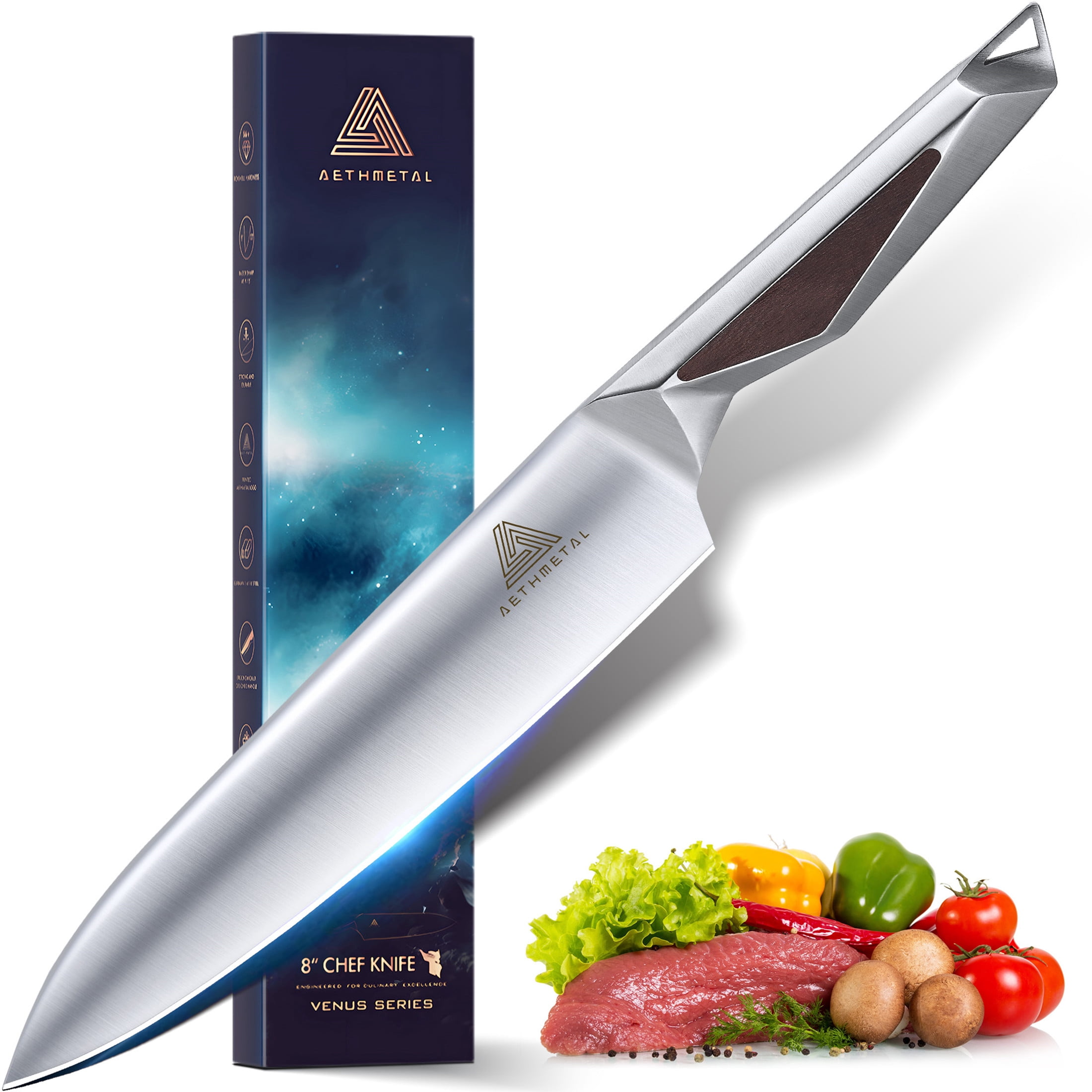AETHMETAL 8 inch Kitchen Chef Knife, German High Carbon Stainless Steel ...