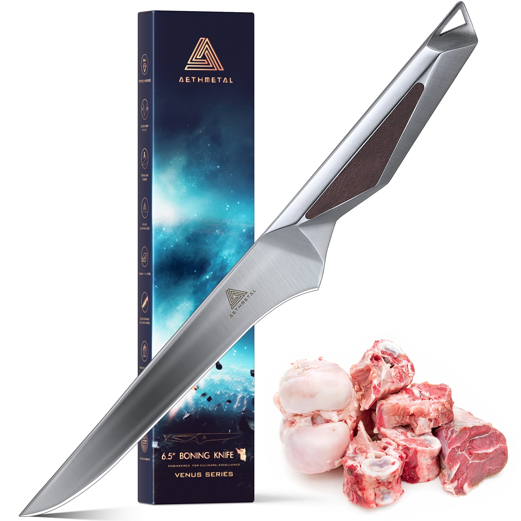 AETHMETAL Boning Knife, 6.5" Fillet Knife for Meat and Fish, German ...