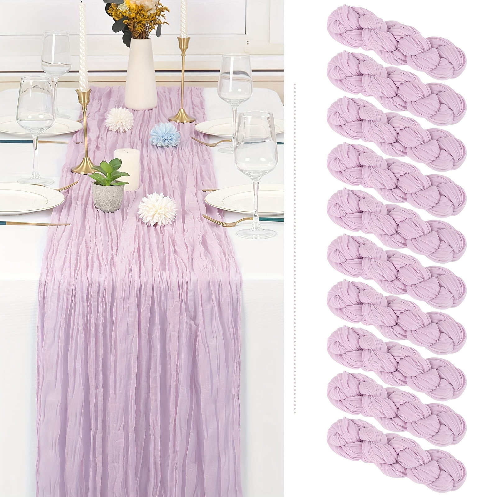 AEVOS 10 Pack Cheesecloth Table Runner - 10FT Long Semi-Sheer Gauze ...
