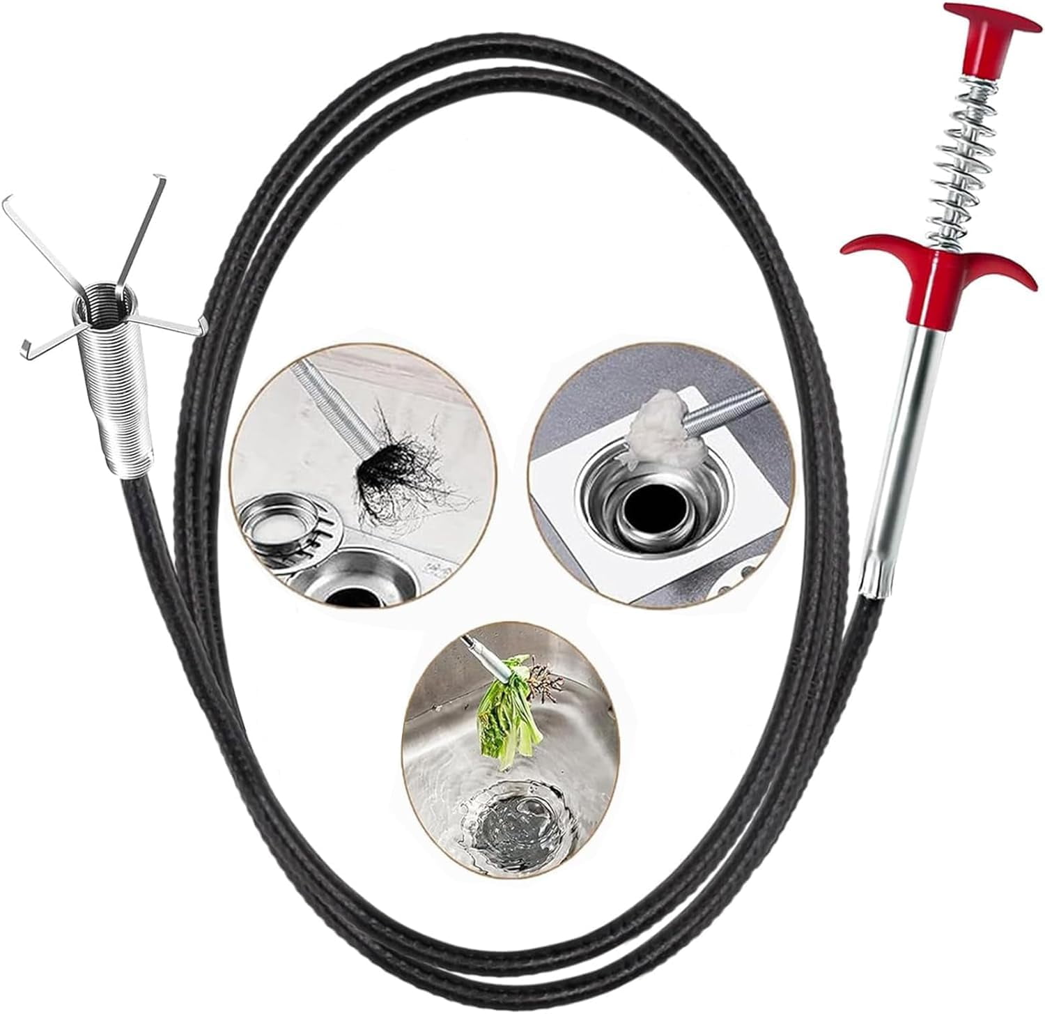 AEVOS 63-Inch Flexible Drain Snake - Hair Clog Remover Tool for Kitchen ...