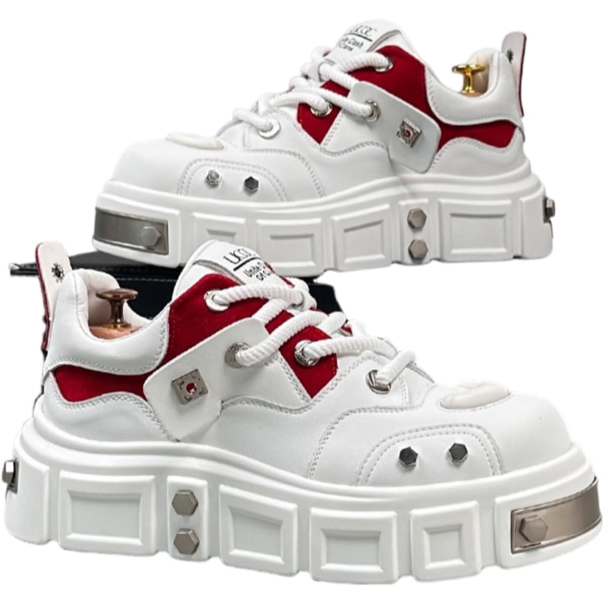 AEVOS Black Red Men Platform Shoes Chunky Sneakers for Women Aesthetic ...