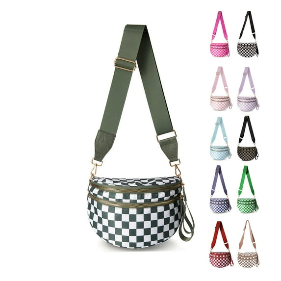 AEVOS Crossbody Bag,Checkered Purse for Women Black and White Bum Bag ...