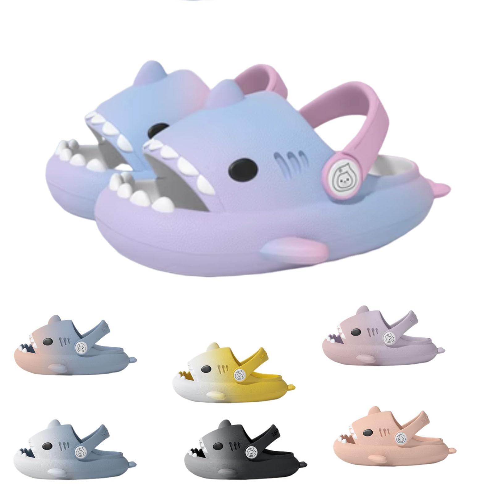 AEVOS Kids Cloud Shark Slippers - Thick Sole Gradient Color Slides for Beach & Bathroom (Navy ...