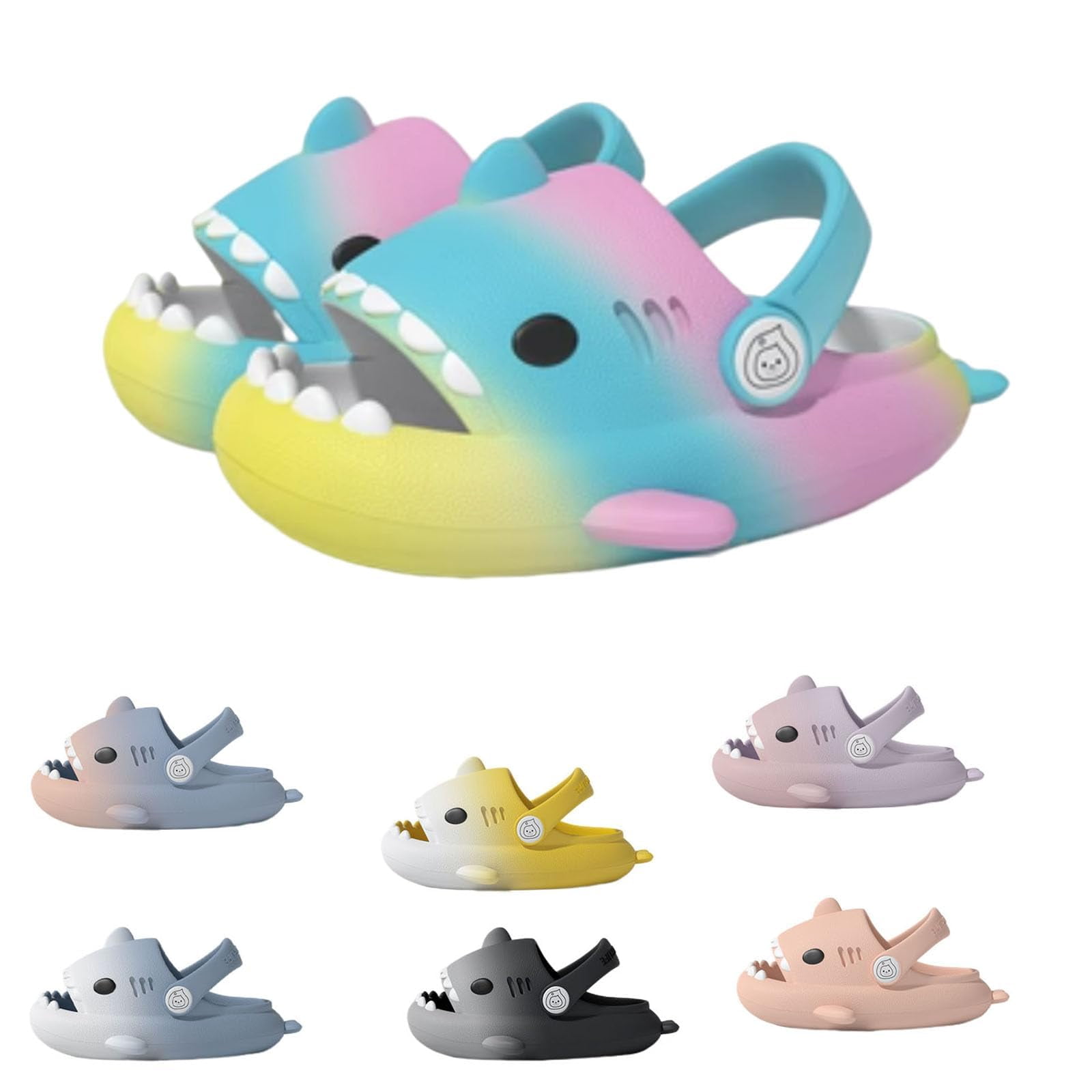 AEVOS Kids Cloud Shark Slippers - Thick Sole Gradient Color Slides for ...